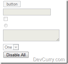 Disable All or Selective Controls on a Page using jQuery
